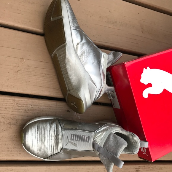 Puma | Shoes | Puma Fierce Metallic Sneakers Silver | Poshmark